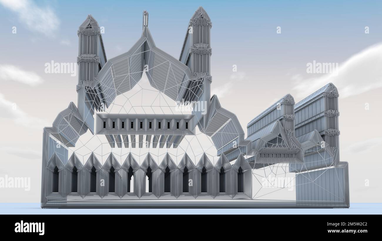 3D Illustration of a Mosque or Masjid where Muslims in Islam pray five ...