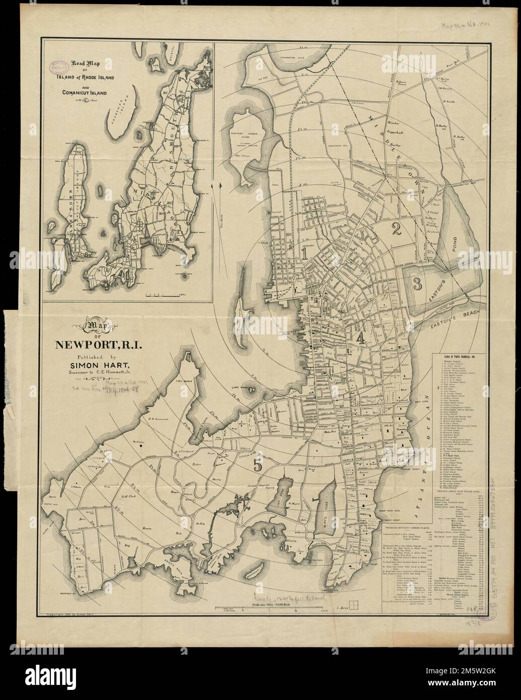 Map of Newport, R.I. Includes index, table of distances, and table of ...