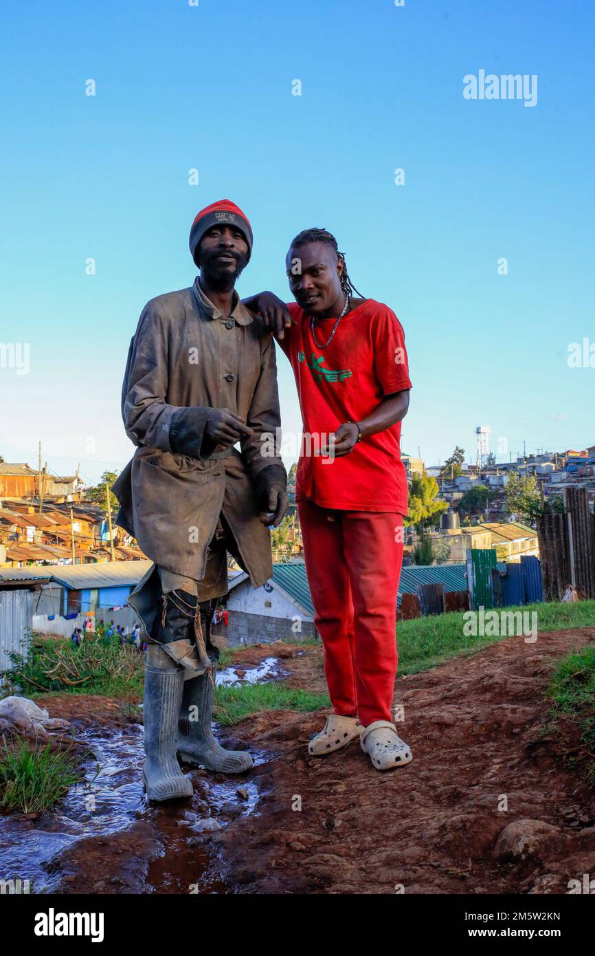 Nairobi, Kenya. 29th Dec, 2022. Two friends posture by the streets in ...