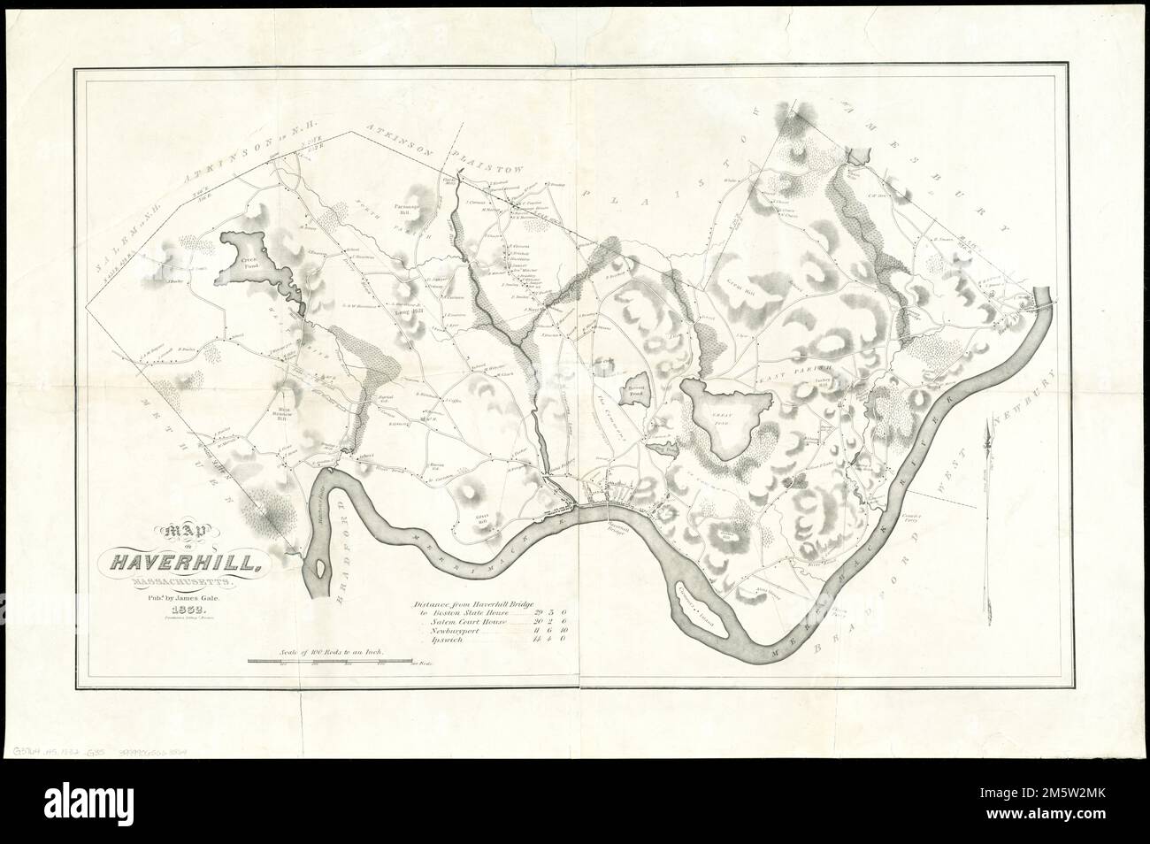 Map of Haverhill, Massachusetts. Partial cadastral map showing names of ...