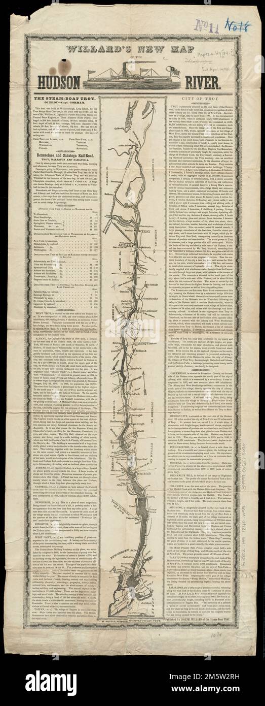 Willard's new map of the Hudson River. Published as a broadside with ...