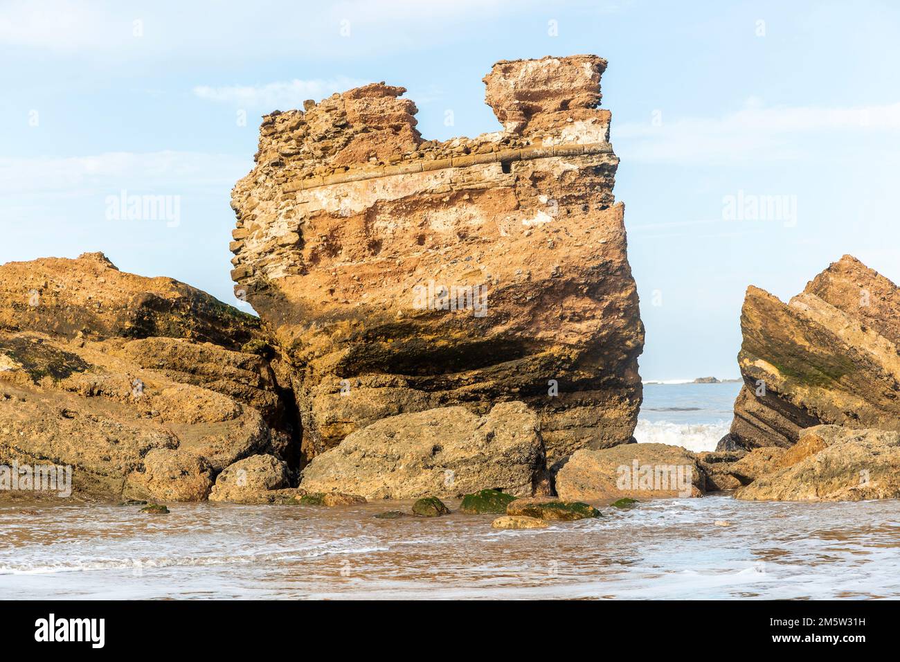 Crumbling historic fortress on the beach, Borj El Baroud, Essaouira ...