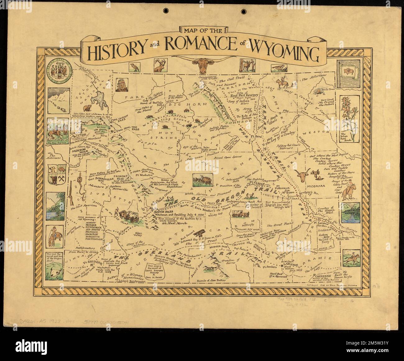Map of the history and romance of Wyoming. Relief shown pictorially ...
