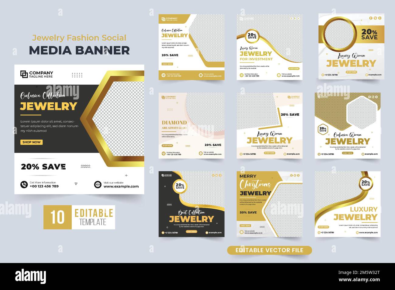 Creative gold ornament promotional template collection for marketing ...