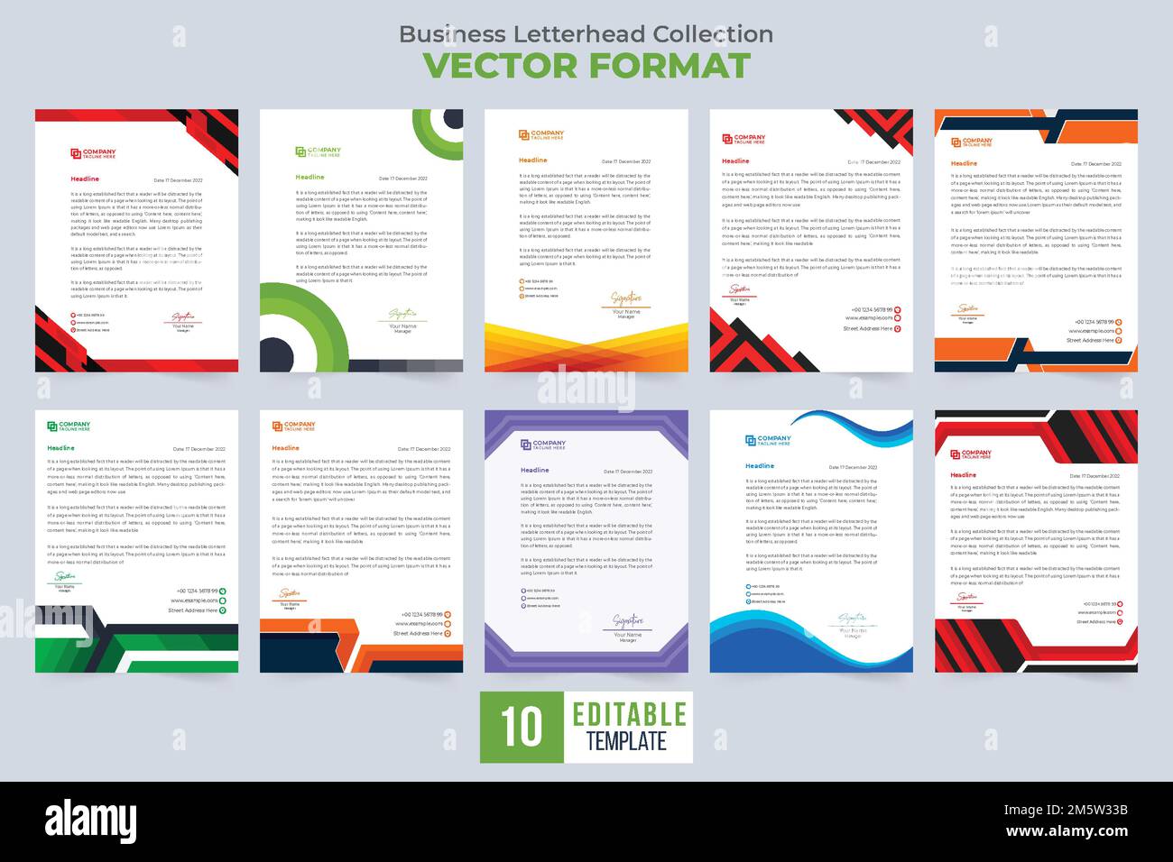 Business letterhead template collection with abstract shapes. Corporate ...