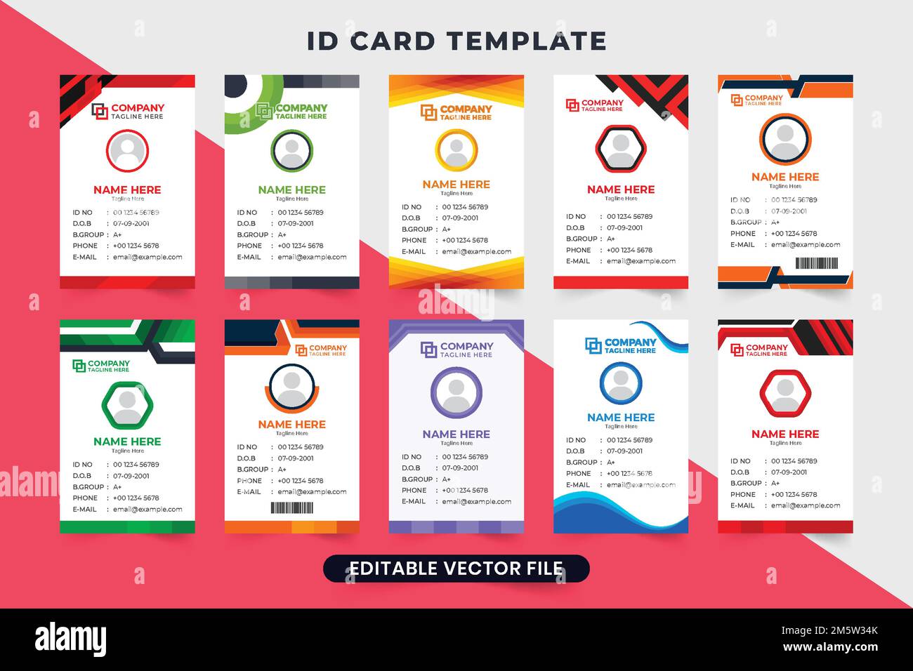 Identification card bundle for business organizations. Office identity ...