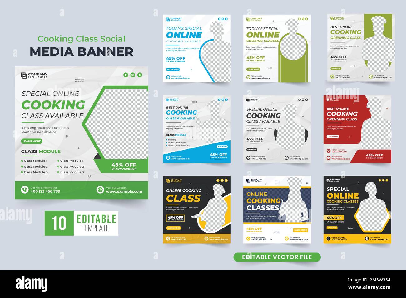 Special cooking class social media marketing template set design ...