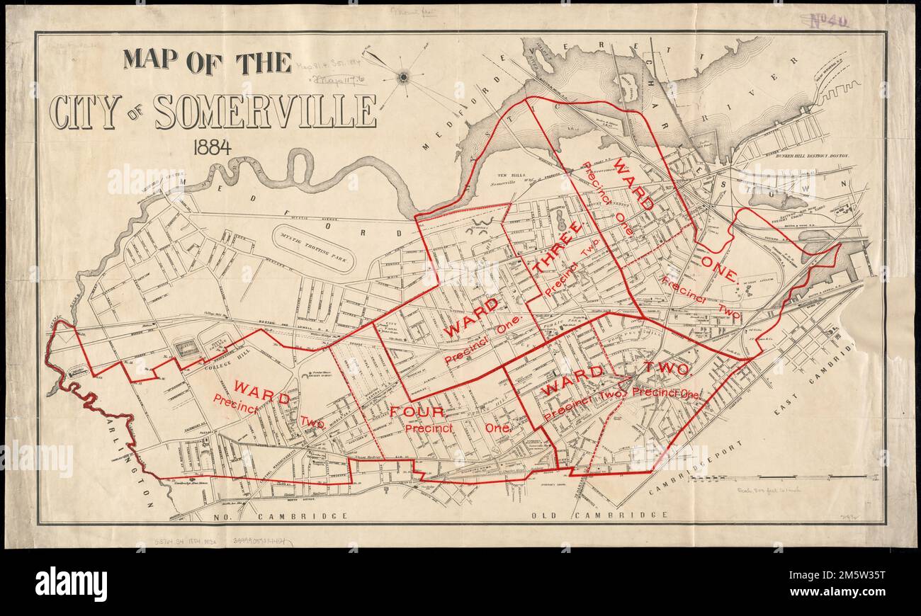 Map of the city of Somerville 1884. Oriented with north toward the ...