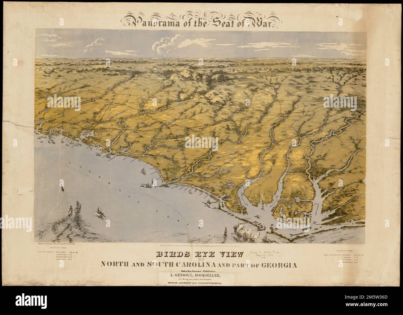 Birds eye view of North and South Carolina and part of Georgia. At top ...