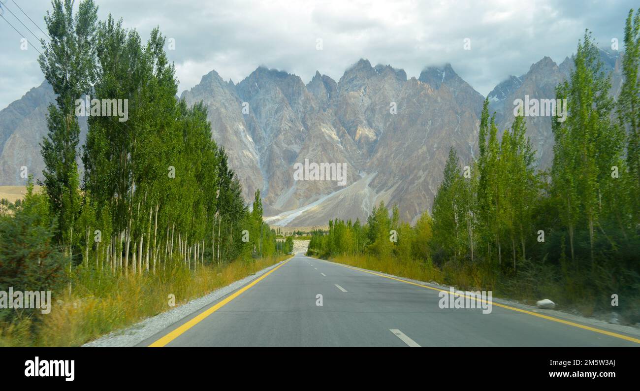 Road to Passu Cones Stock Photo - Alamy