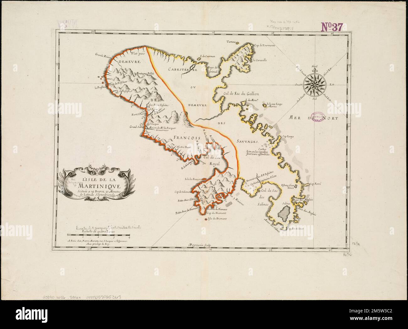 L'isle de la Martinique : scituée a 14 degrez 30 minutes de latitude ...