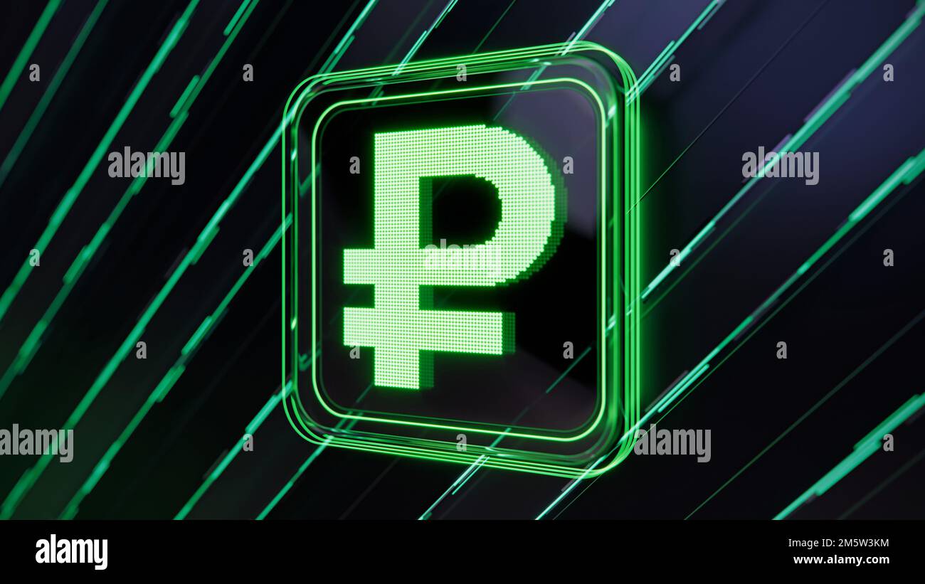 Ruble sign. Currency icon. Money. Exchange rate display board. 3d ...