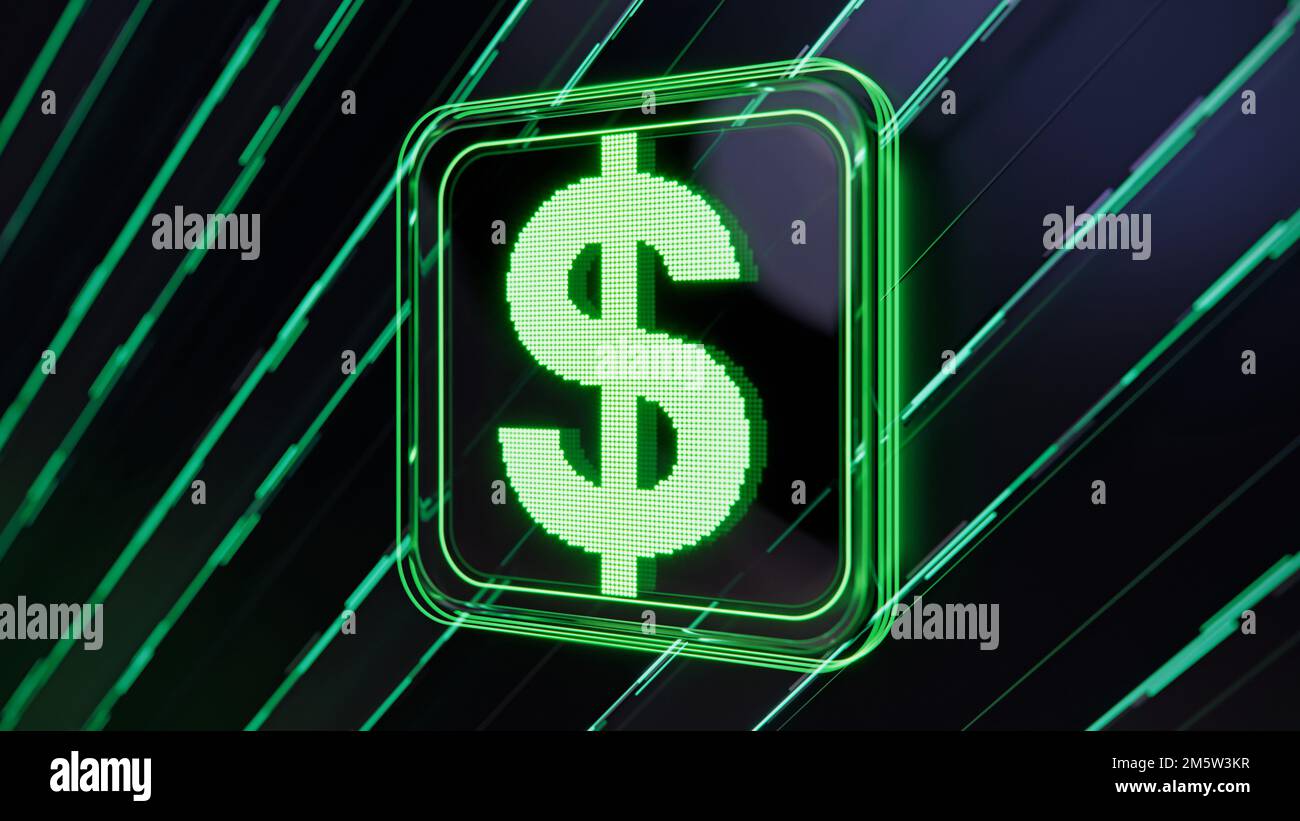 Dollar sign. Currency icon. Money. Exchange rate display board. 3d ...