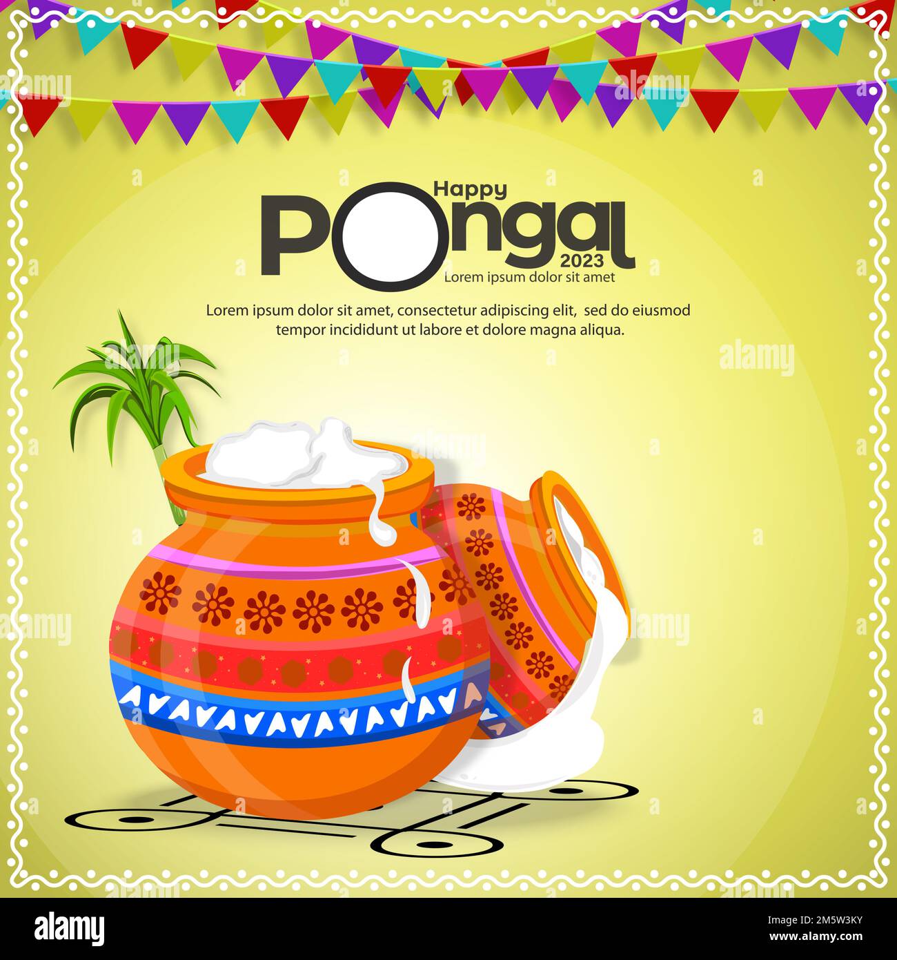 Happy Pongal South Indian harvest festival celebration banner design ...