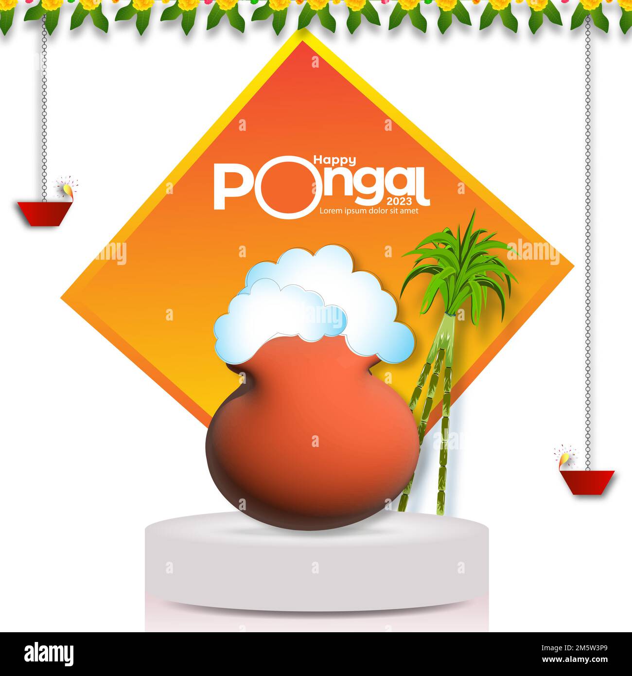 Happy Pongal South Indian harvest festival celebration banner design ...