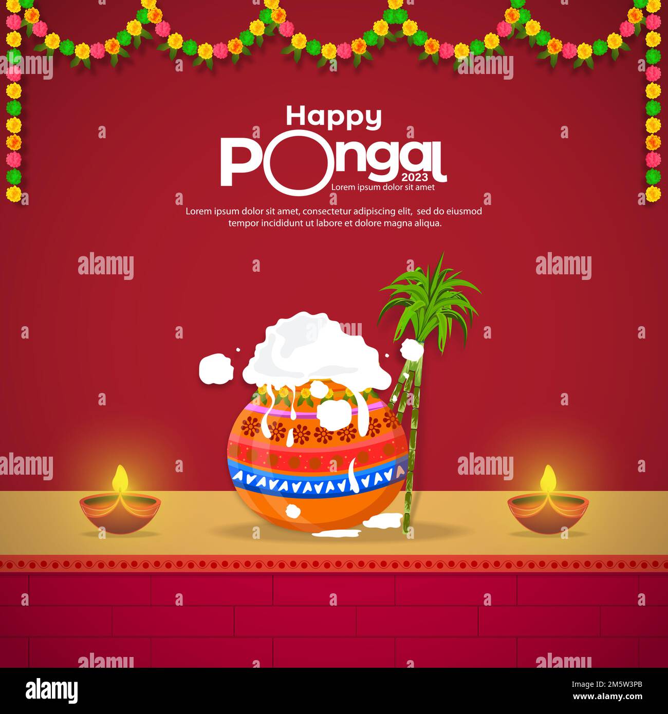 Happy Pongal South Indian harvest festival celebration banner design ...