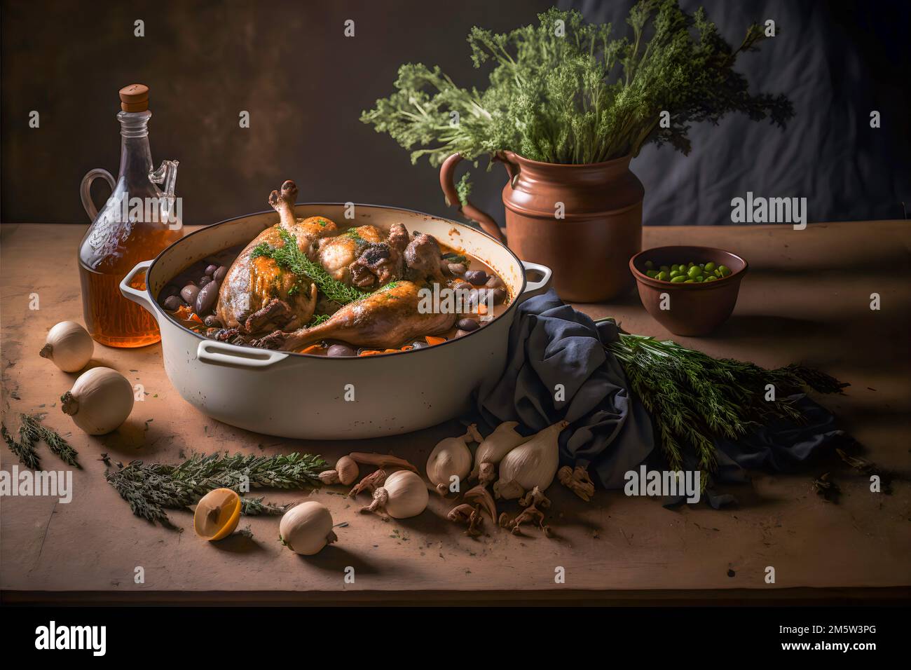 coq au vin, France traditional dish Stock Photo - Alamy