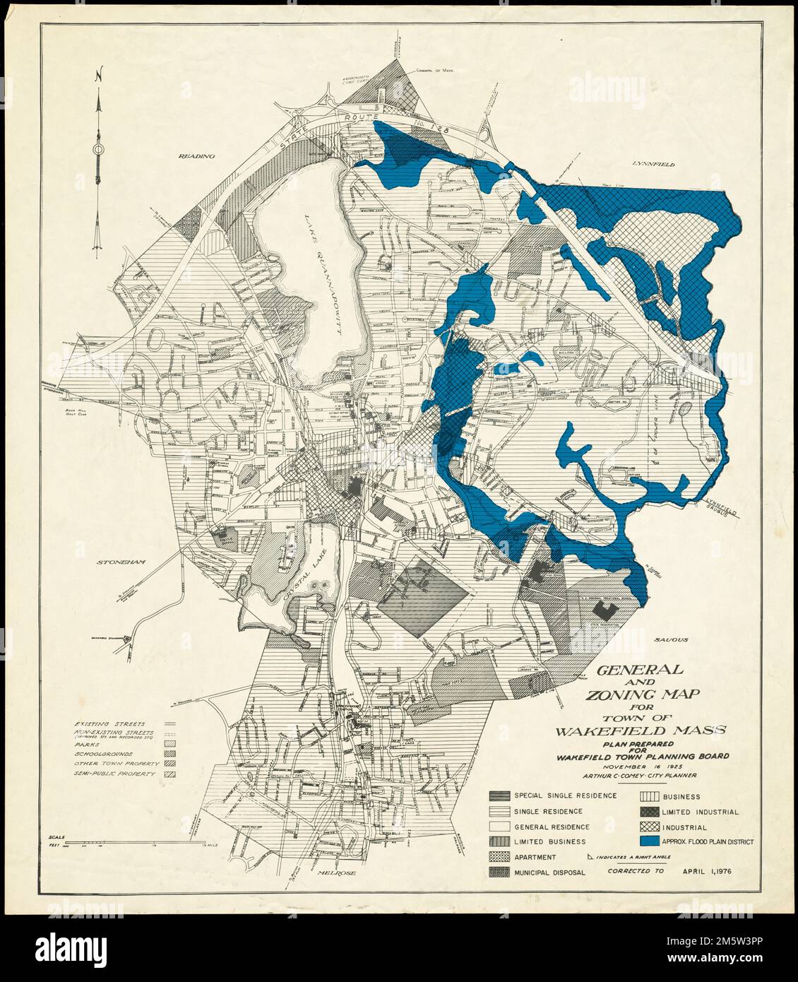 General and zoning map for town of Wakefield Mass.. Map depicts entire ...