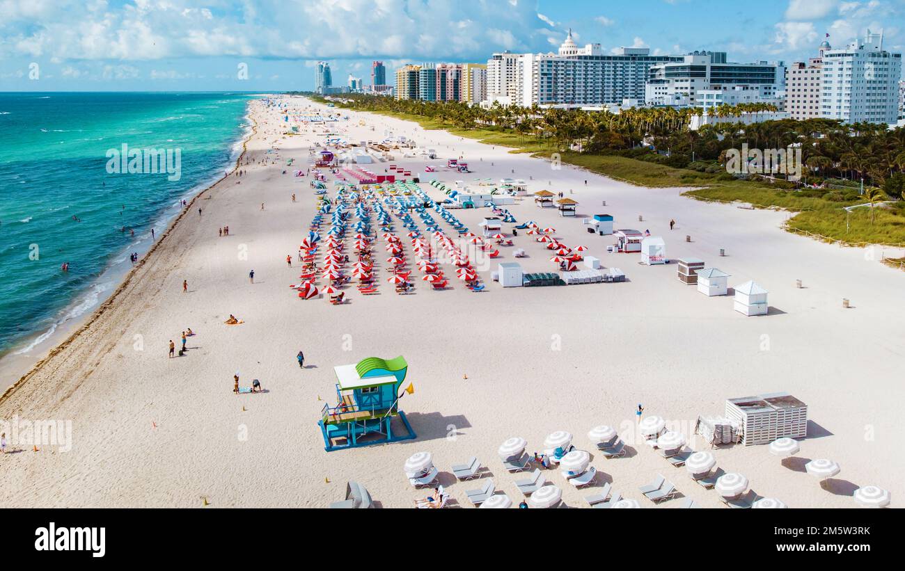 Miami Beach Florida, aerial view Miami beach , drone view at south ...