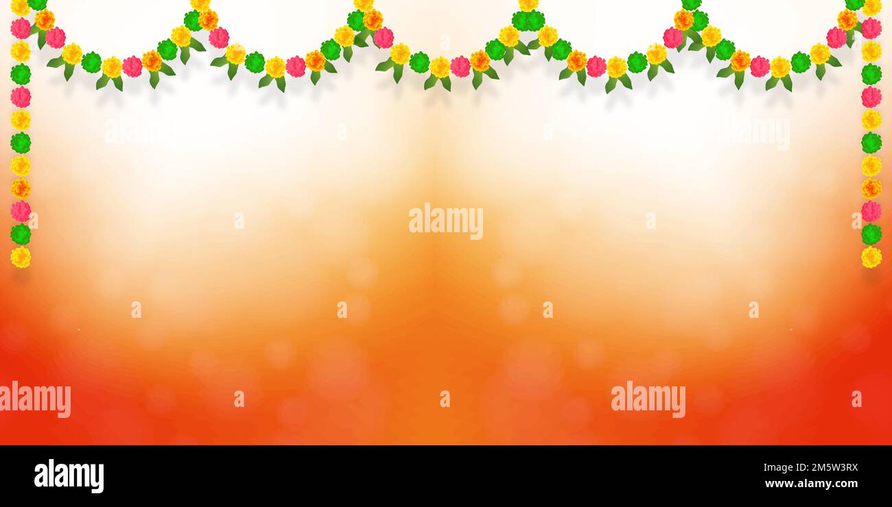 illustration of Flower garland decoration toran with beautiful bokeh ...