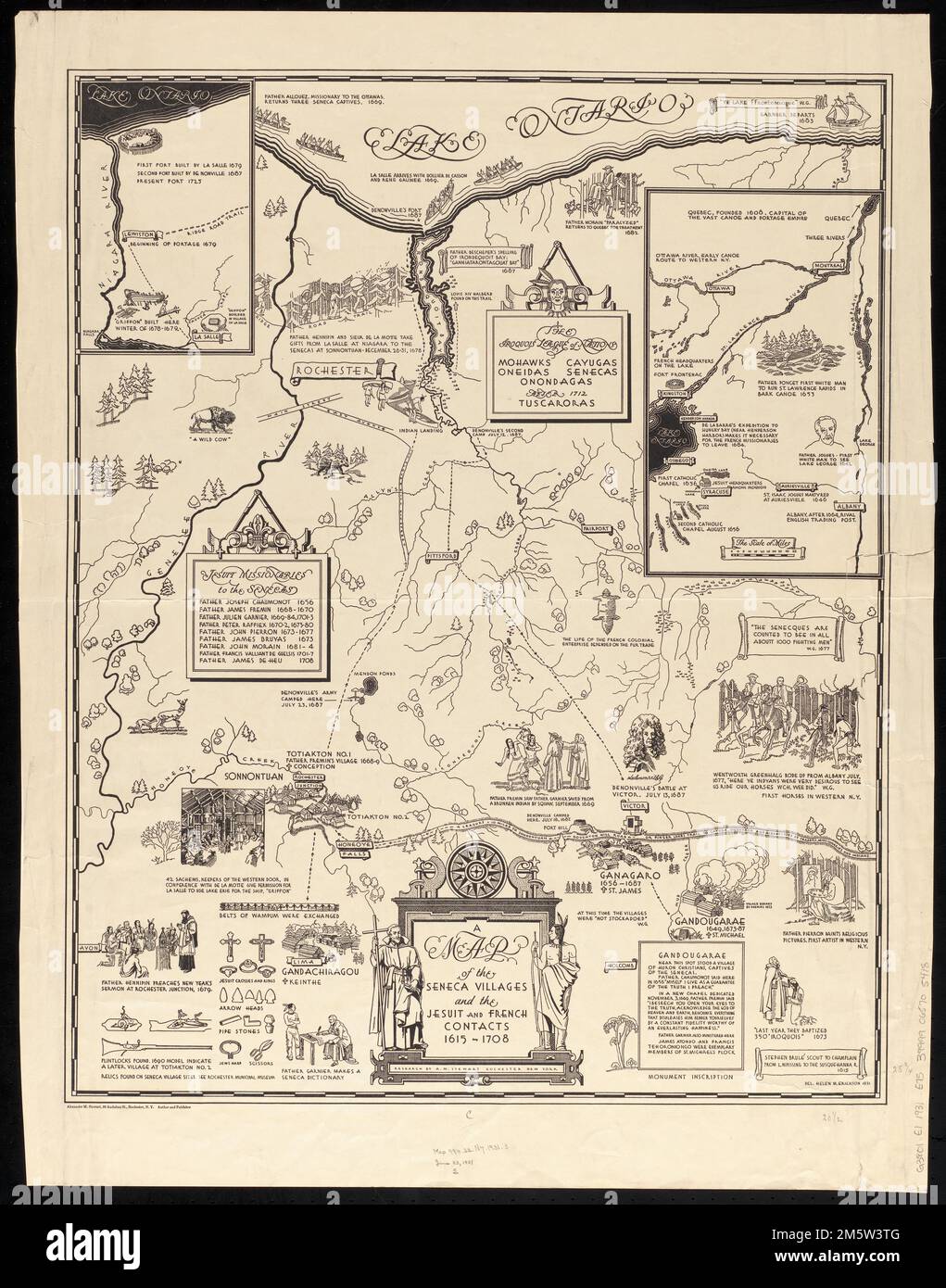 A map of the Seneca villages and the Jesuit and French contacts 1615 ...