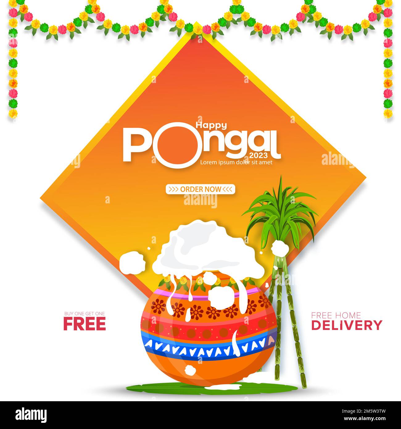 Happy Pongal South Indian harvest festival celebration banner design ...