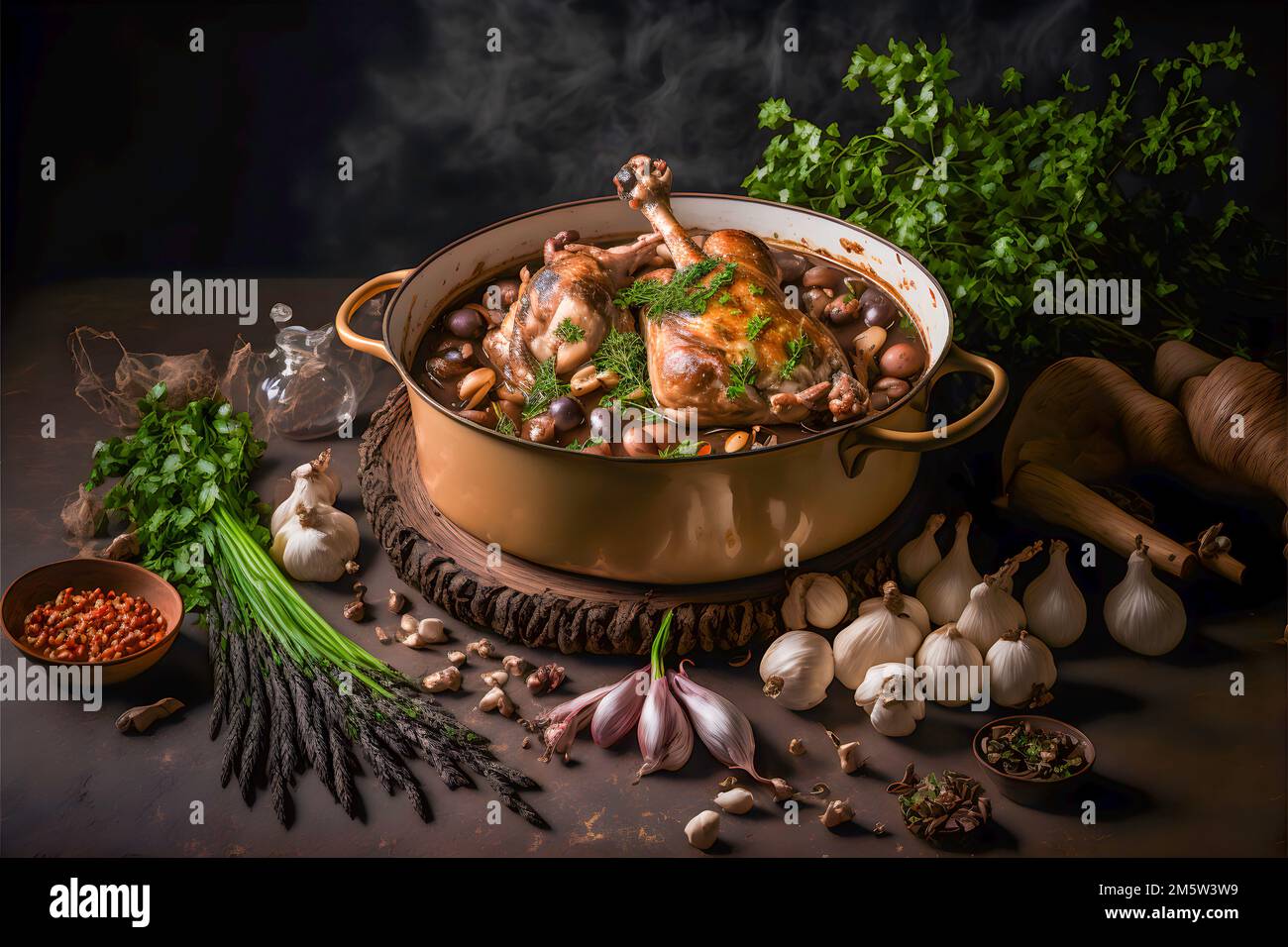 coq au vin, France traditional dish Stock Photo - Alamy