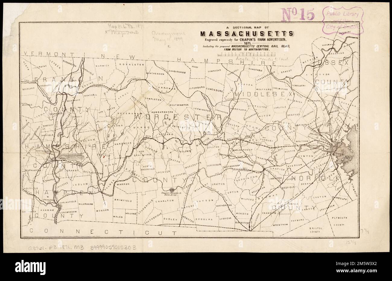A sectional map of Massachusetts, engraved expressly for Chapin's farm ...