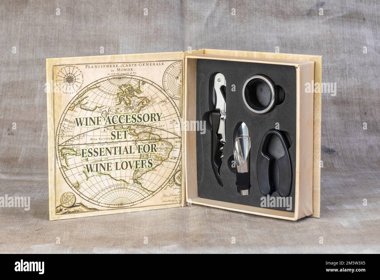 A wine accessory set, essential for wine lovers Stock Photo - Alamy