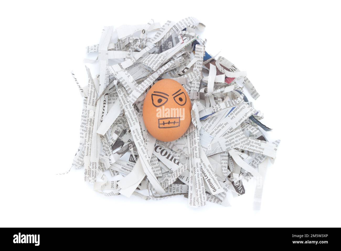 egg face angry on newspapers recycle Stock Photo - Alamy