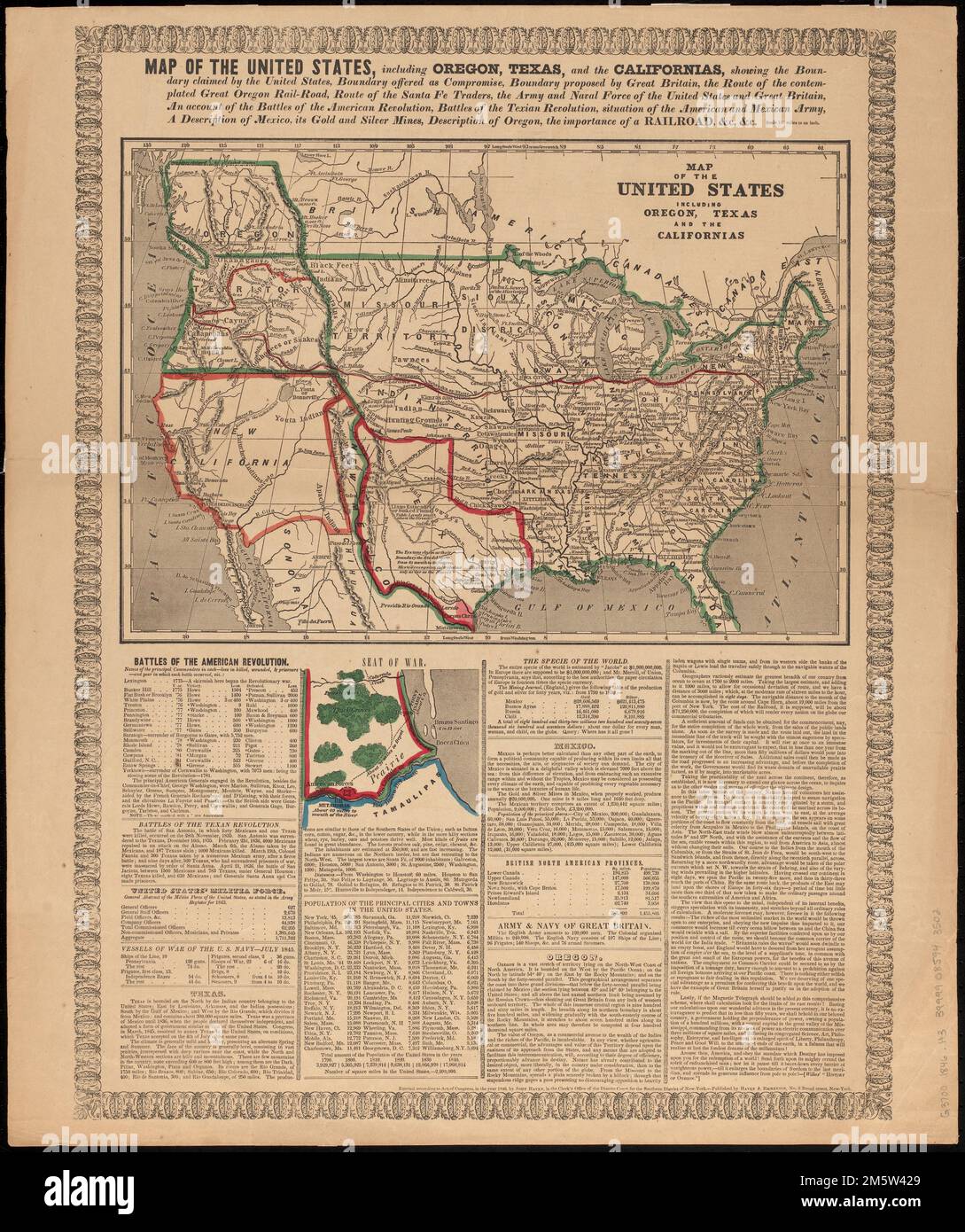Map of the United States including Oregon, Texas and the Californias ...