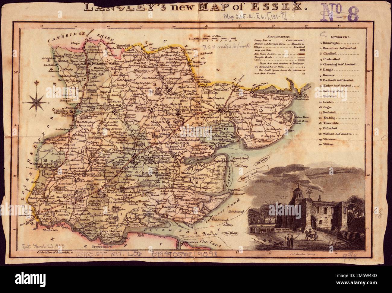 Langley's new map of Essex. Relief shown by hachures. Vignette ...