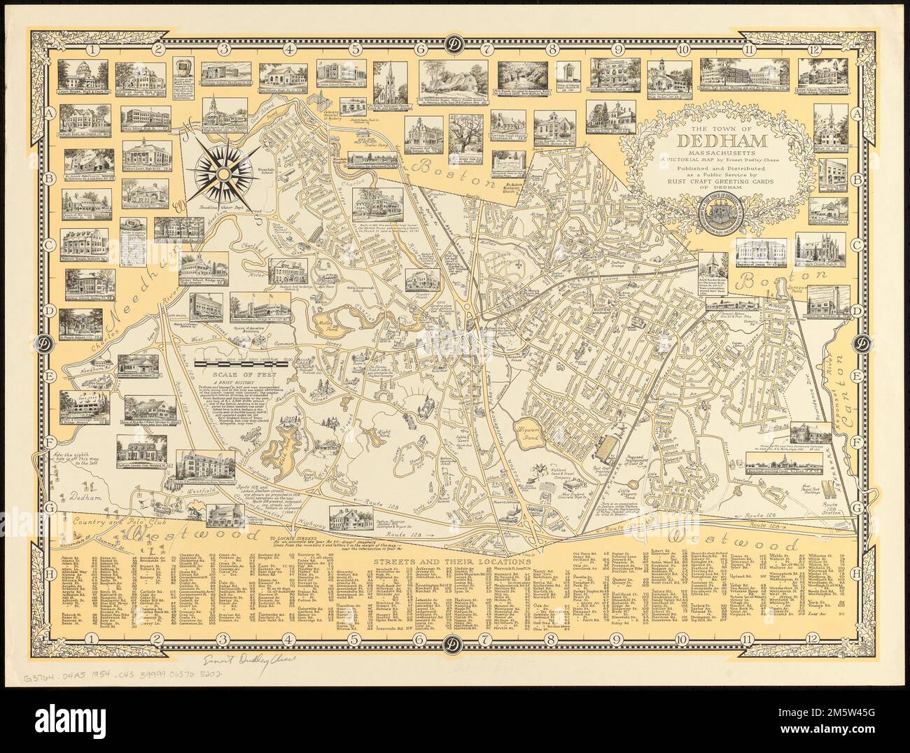 The town of Dedham, Massachusetts : a pictorial map. Oriented with ...