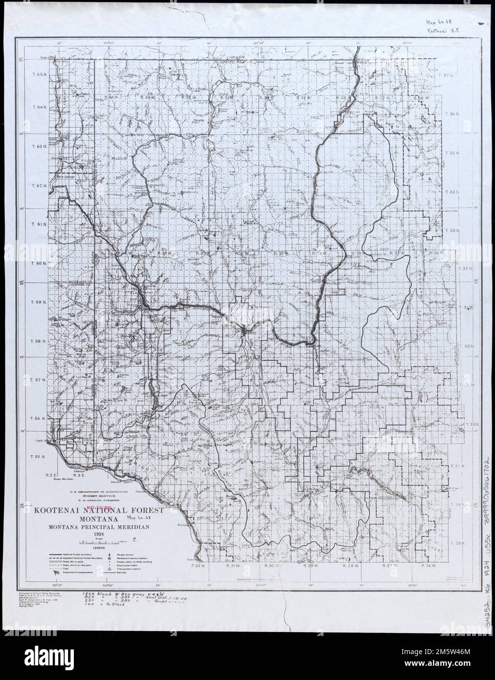 Kootenai National Forest, Montana. Relief shown by hachures and spot ...