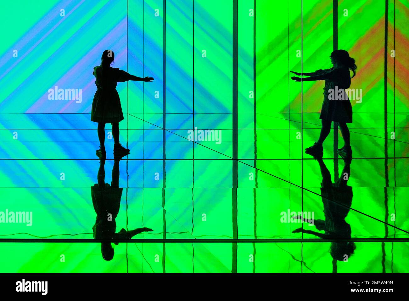 Models and staff pose with the INTO SIGHT installation by Sony Design ...