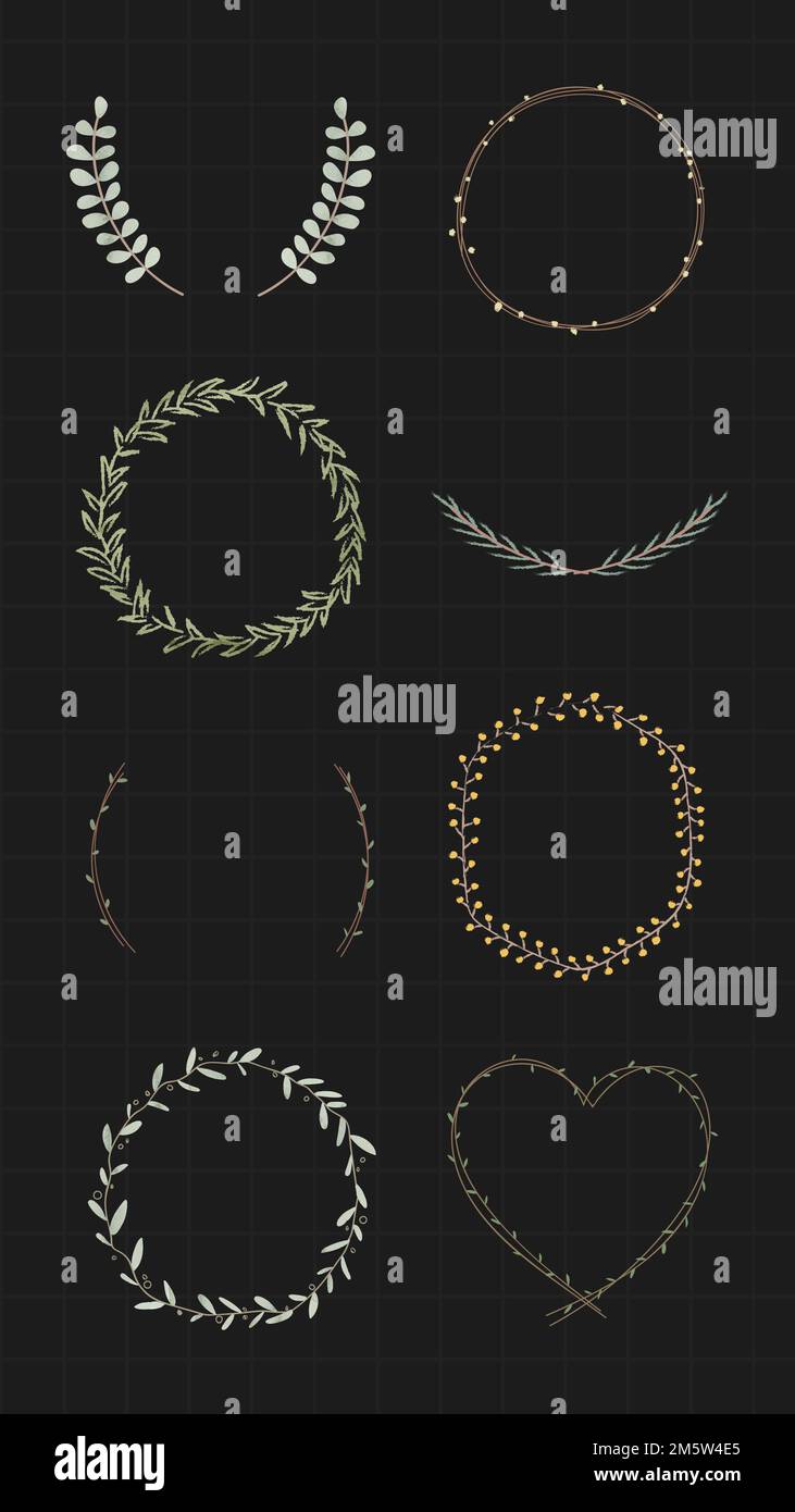 Leafy frame set on black background vector Stock Vector Image & Art - Alamy