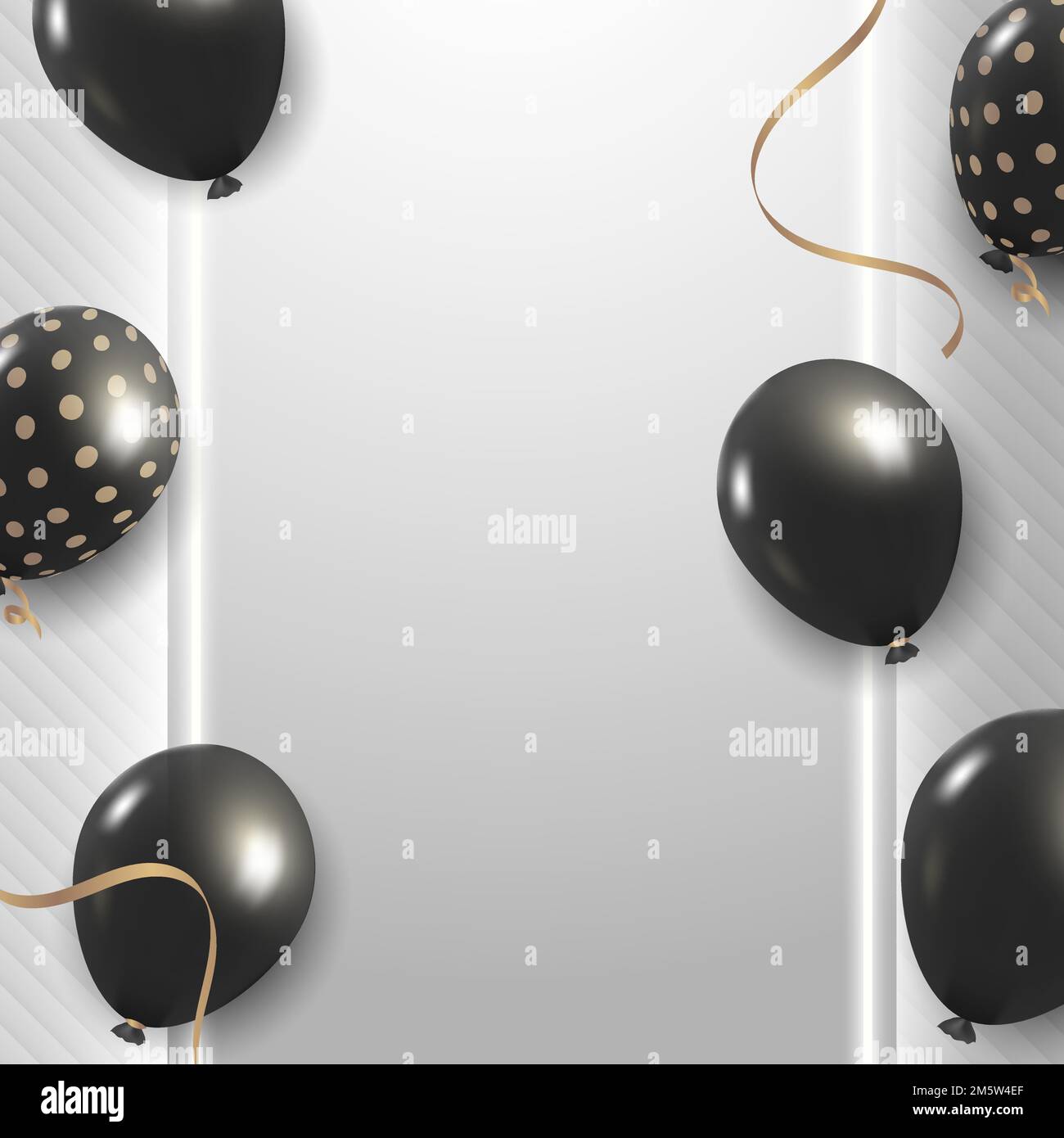 Black glitz party balloons frame on gray background design vector Stock ...