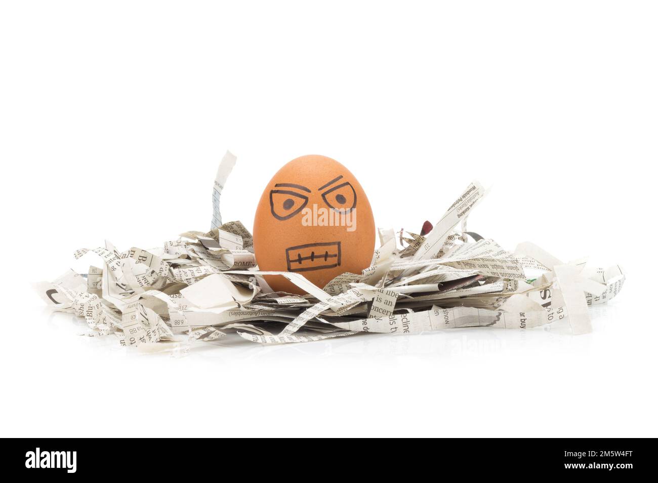 egg face angry on newspapers recycle Stock Photo - Alamy