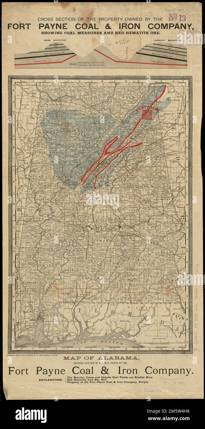 Map of Alabama, showing location of property owned by the Fort Payne ...