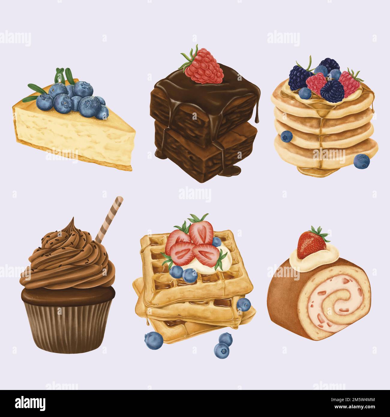 Delicious hand painted desserts vector set Stock Vector Image & Art - Alamy