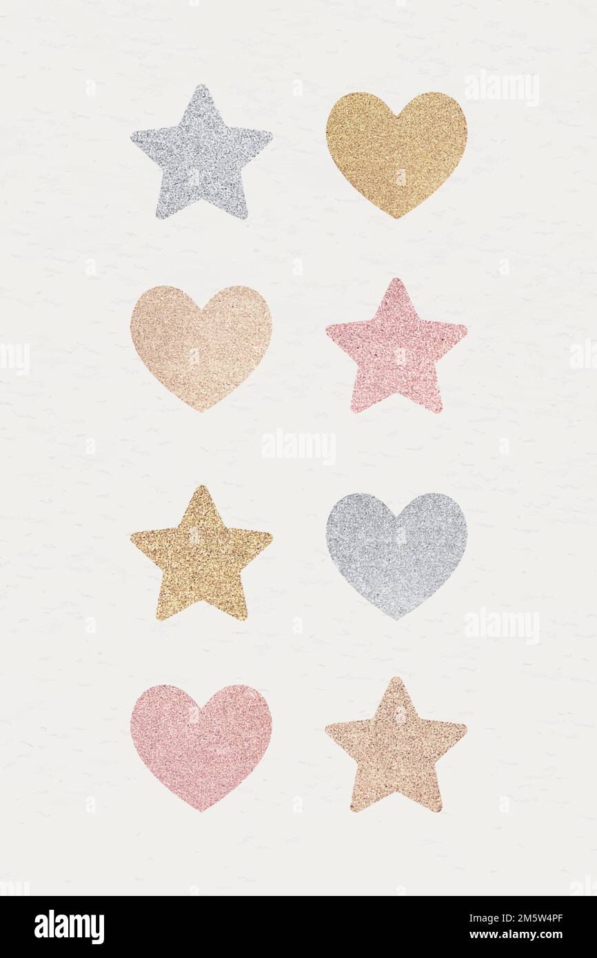 Glitter heart and star sticker set vector Stock Vector Image & Art - Alamy