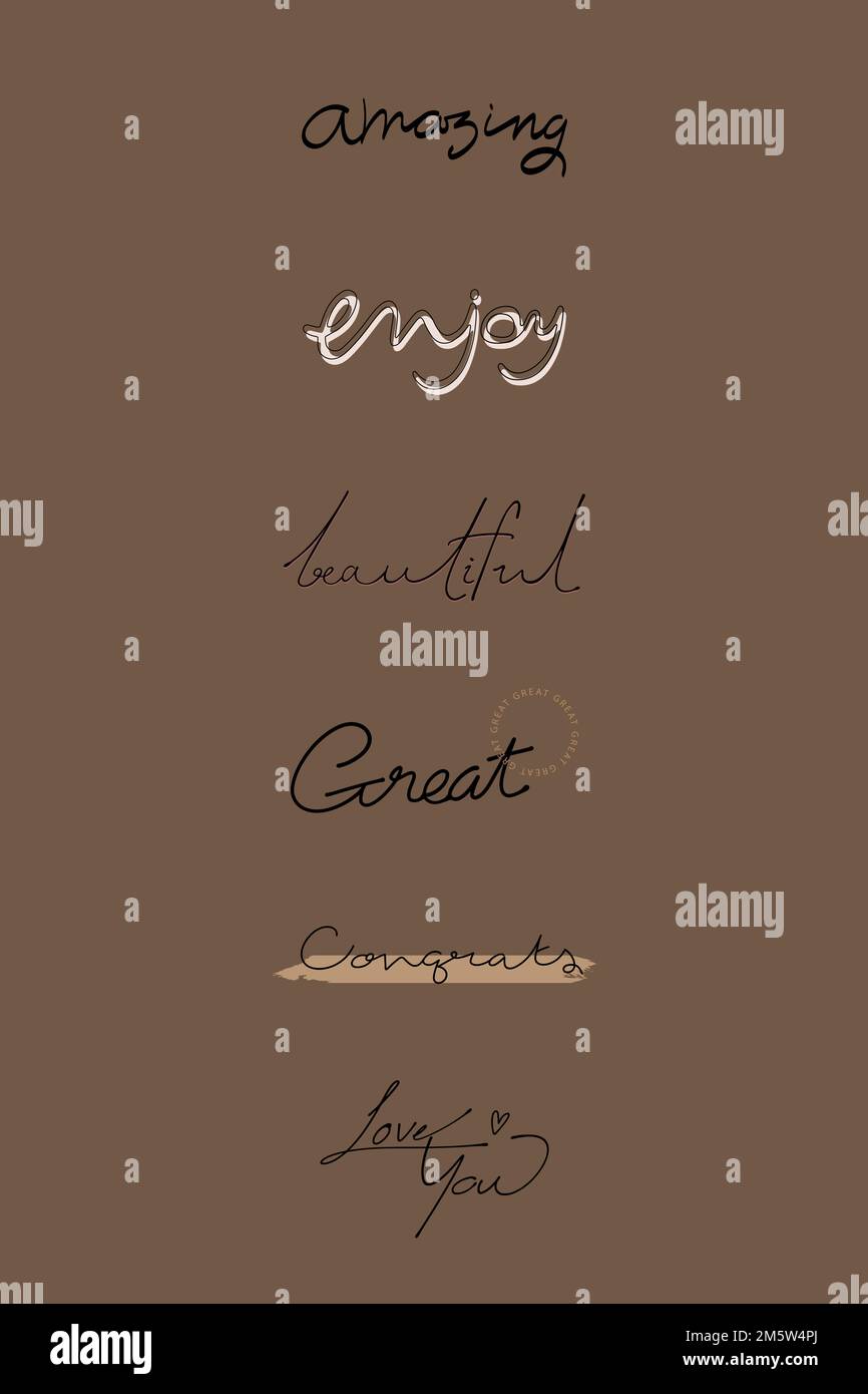 Motivational words in minimal handwritten typography vector Stock ...