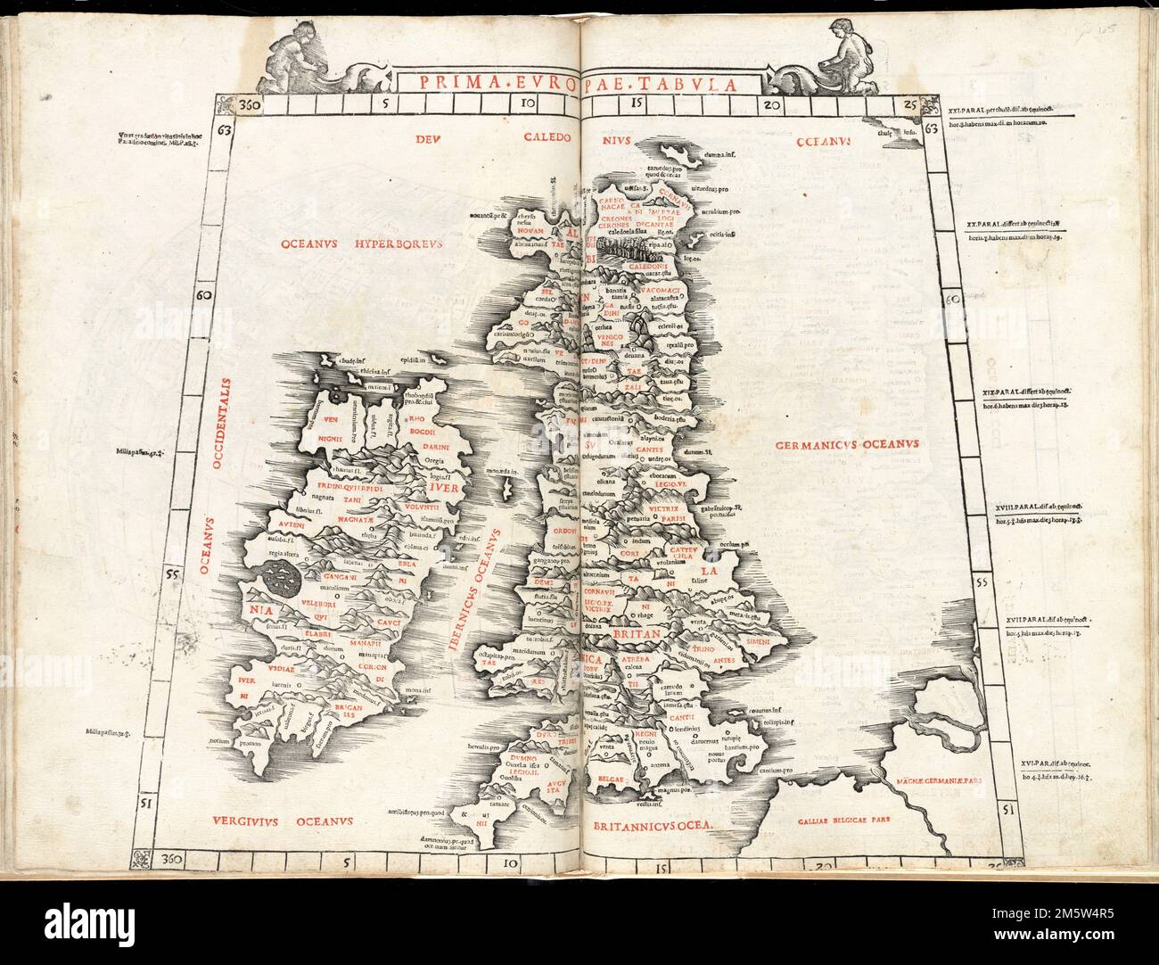 Prima Europae tabula. Map of the British Isles, including Ireland ...