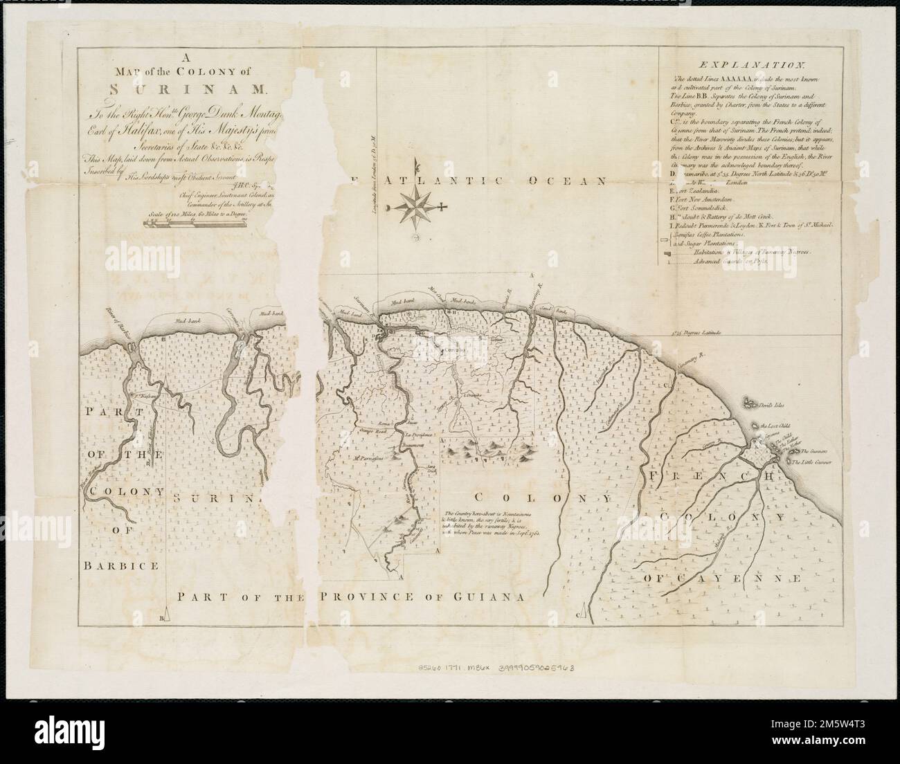 A Map of the Colony of Surinam : to the Right Honble. George Dunk ...