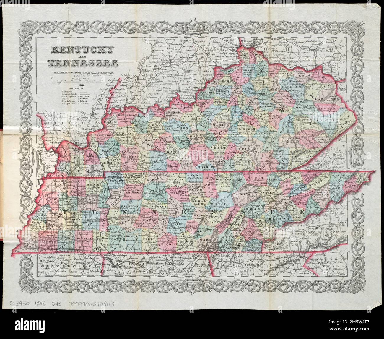 Kentucky and Tennessee. Relief shown by hachures. "Entered according to ...