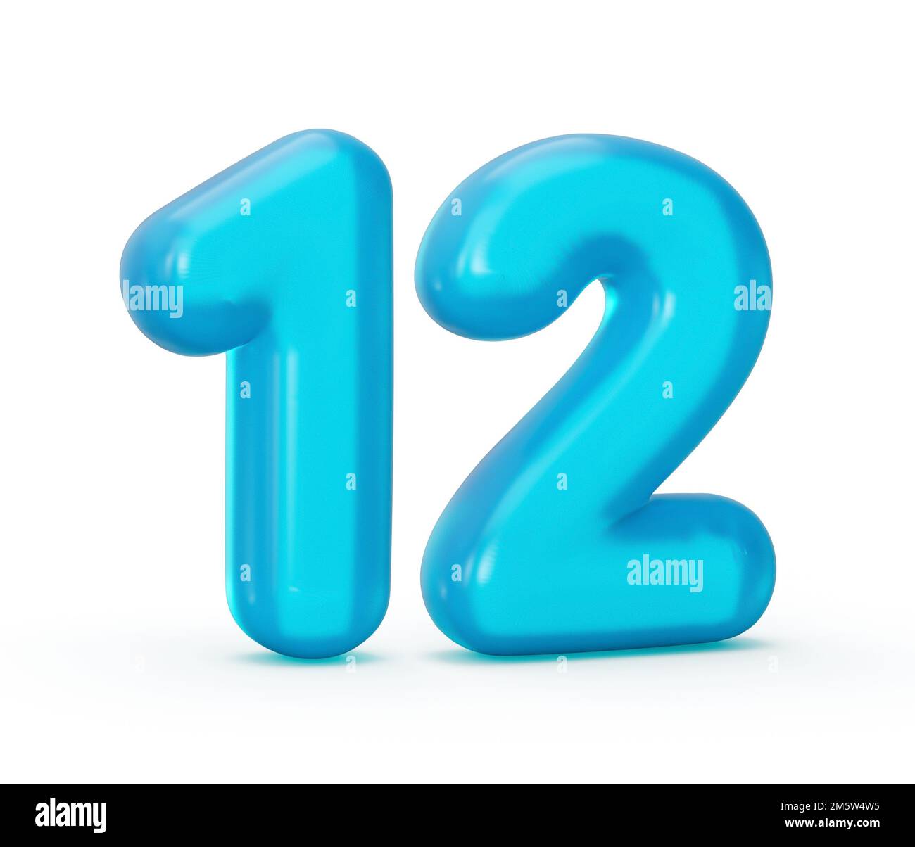 A 3d rendered illustration of a blue twelve number icon on white ...