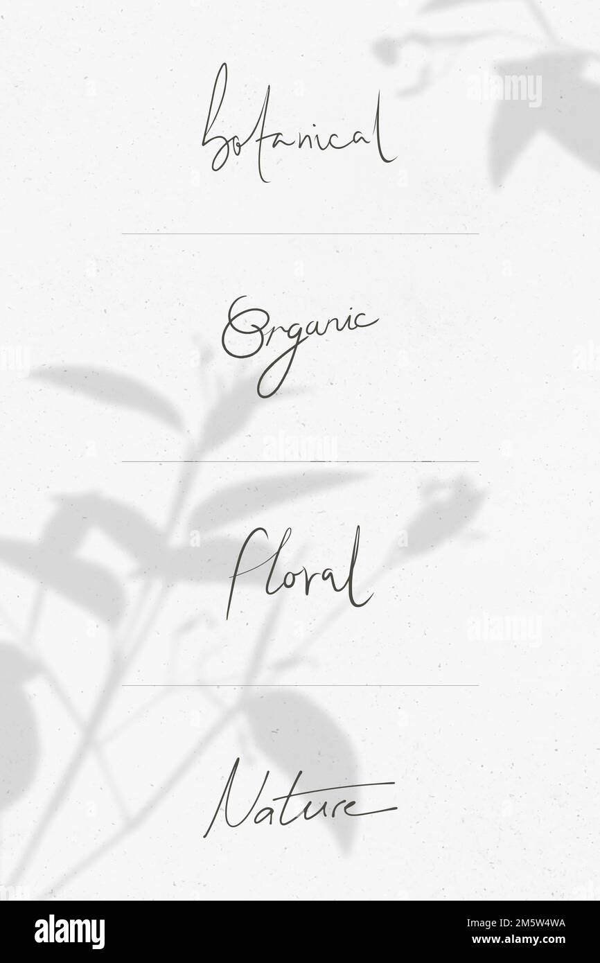 Nature words in minimal handwritten typography style vector Stock ...
