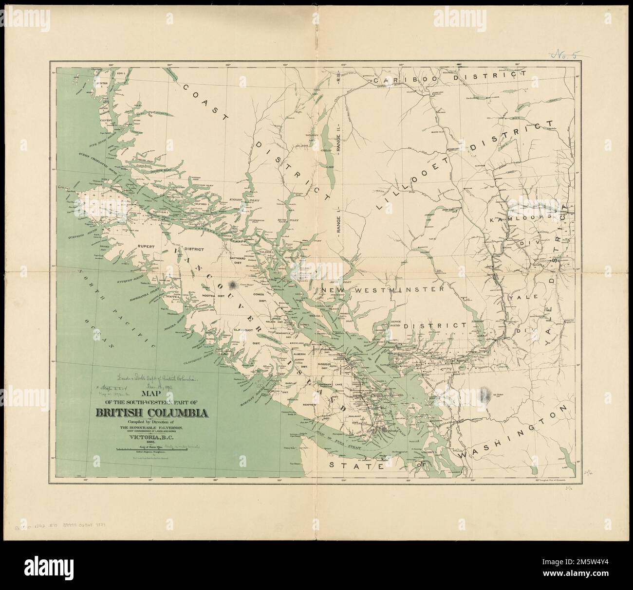 Map of the south-western part of British Columbia. Relief shown by ...
