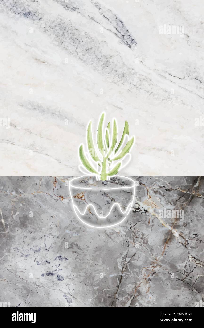 Neon cactus on a marble background vector Stock Vector Image & Art - Alamy