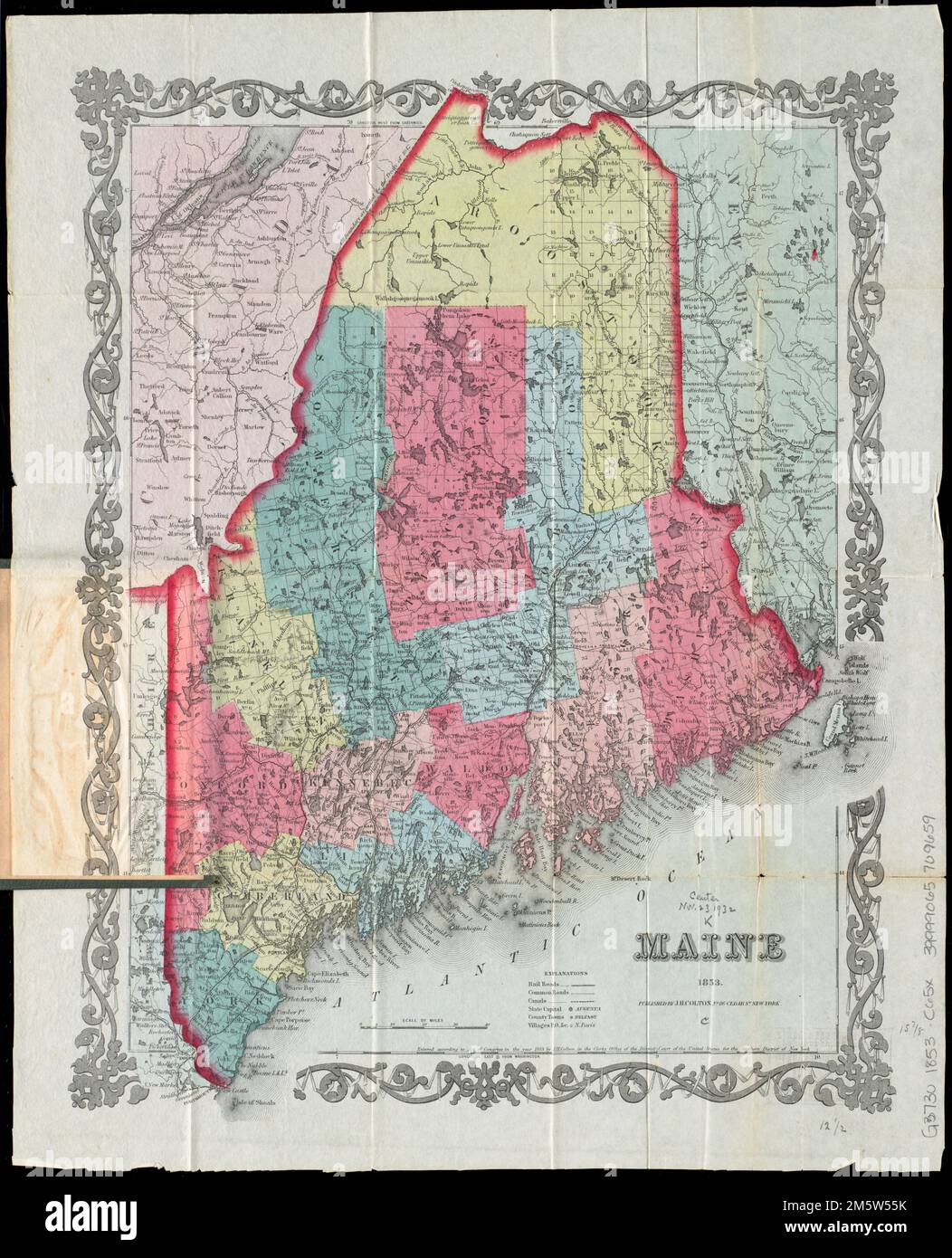 Maine. Relief shown by hachures. Prime meridians: Greenwich and ...